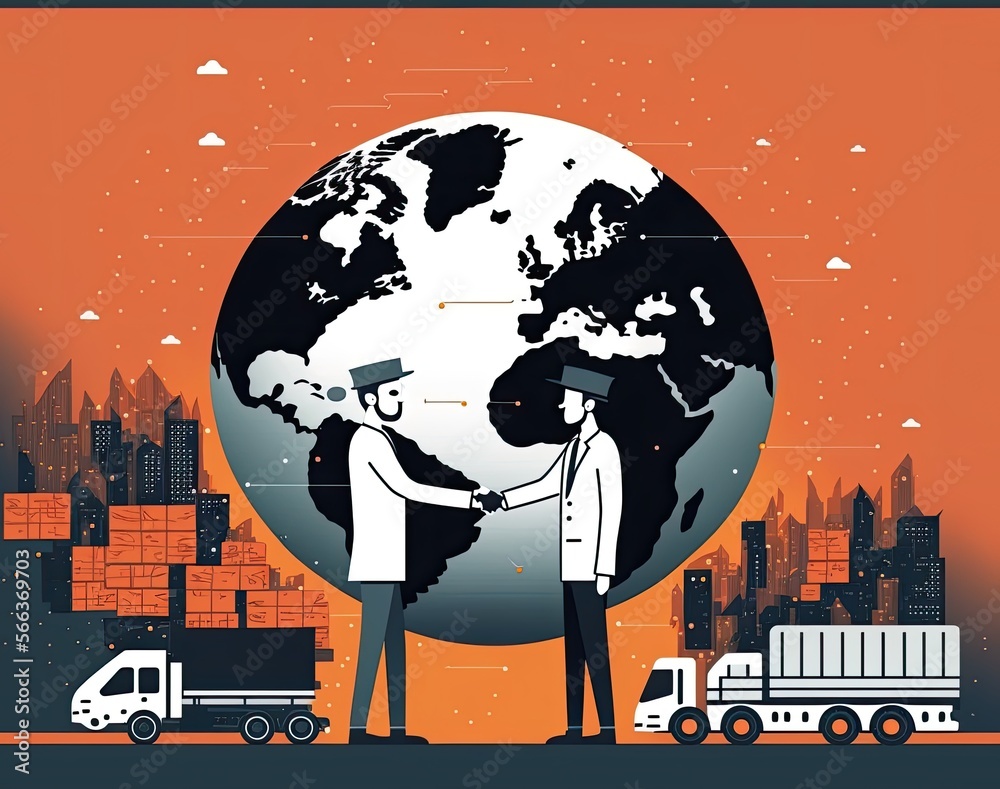 Smart logistics, Global business concept. Businessman making handshake ...