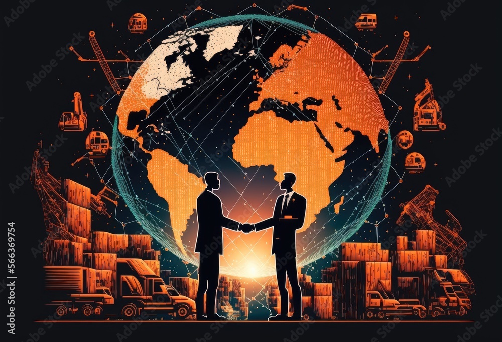 Smart logistics, Global business concept. Businessman making handshake ...