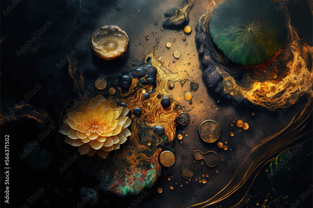 Gold and black zen garden - Zen garden series - Gold and black zen ...