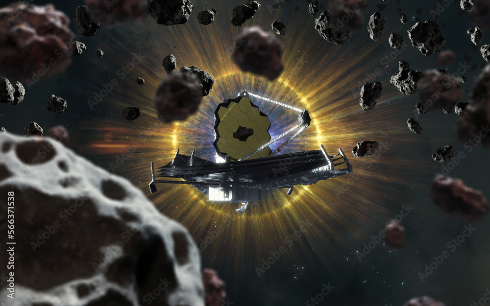 3D illustration of Space telescope. Collapse of the star. Supernova ...