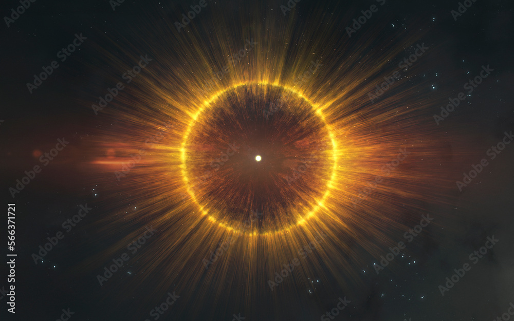 3D illustration of Collapse of the star. Supernova explosion. Big bang ...