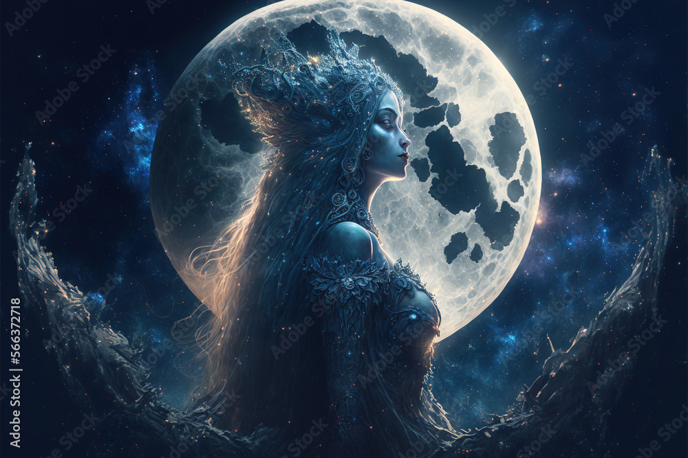 The goddess of the moon - Goddesses series - Moon goddess background ...