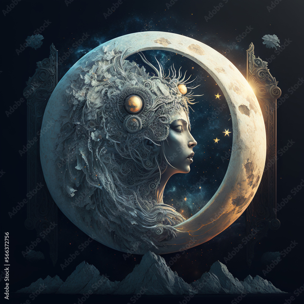 The goddess of the moon - Goddesses series - Moon goddess background ...