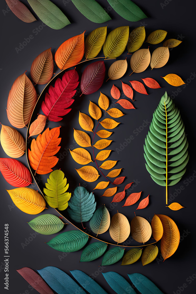 colorful leaves in a Fibonacci sequence - Fibonacci sequence series ...