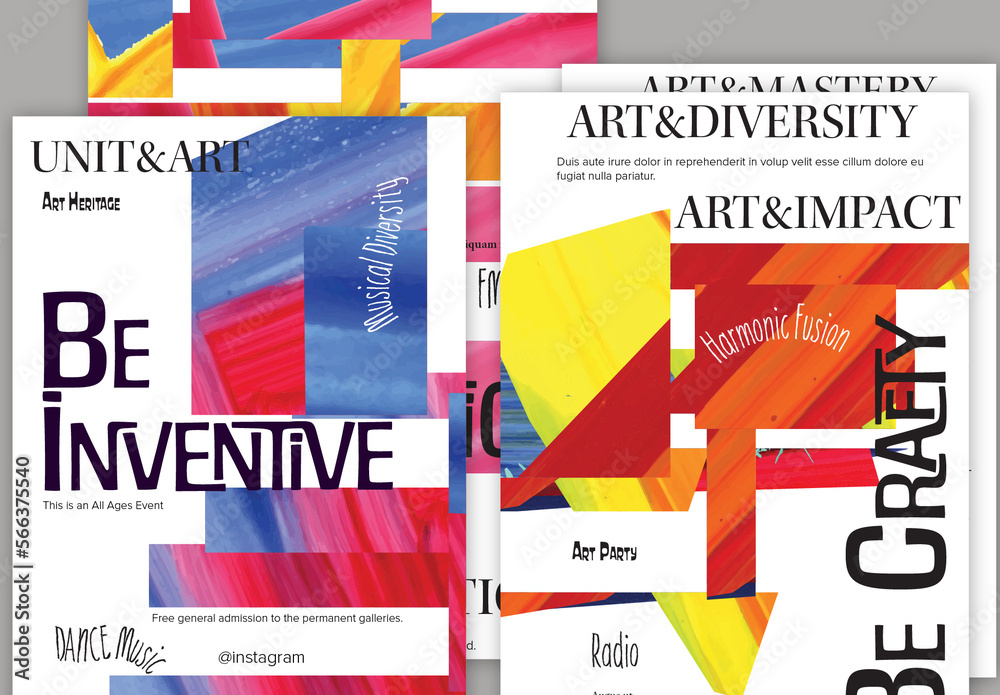 A4 Flyer Abstract Creative Layout with Bright Acrylic Colored Crafted ...