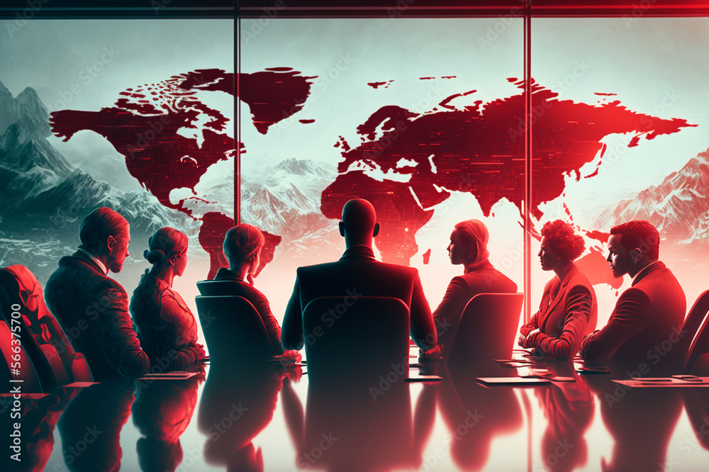 an abstract drawing of a group of elderly people depicting an executive ...