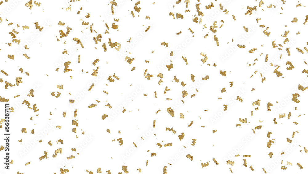 Sign of a pound that falls on a transparent background. pounds floating ...