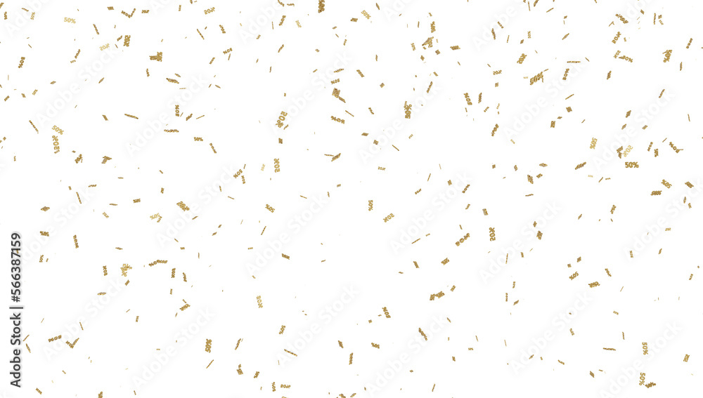 The figure of 50 percent in gold falling on a transparent background ...