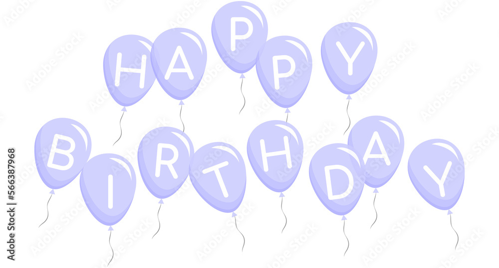Happy Birthday Card With Balloons Happy Birthday Handwritten Text