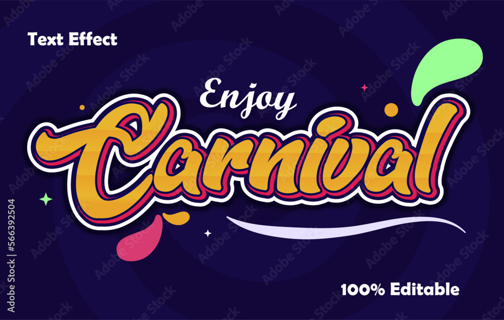 Enjoy carnival text effect editable Stock Vector | Adobe Stock