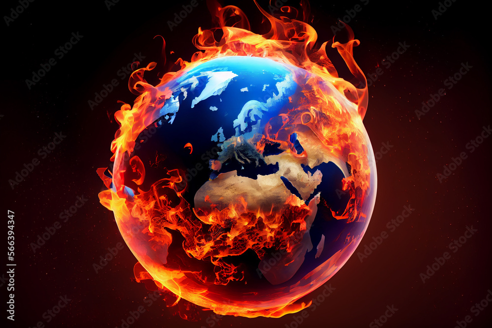 Global environmental destruction and burning of planet earth with focus ...