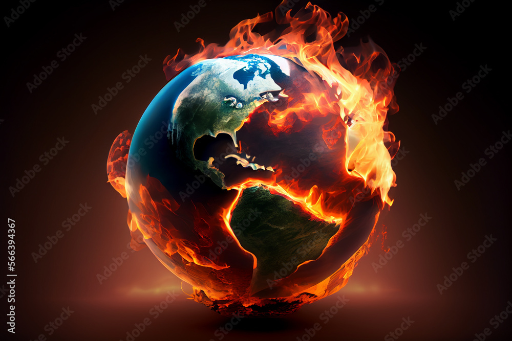 Global environmental destruction and burning of planet earth with focus ...