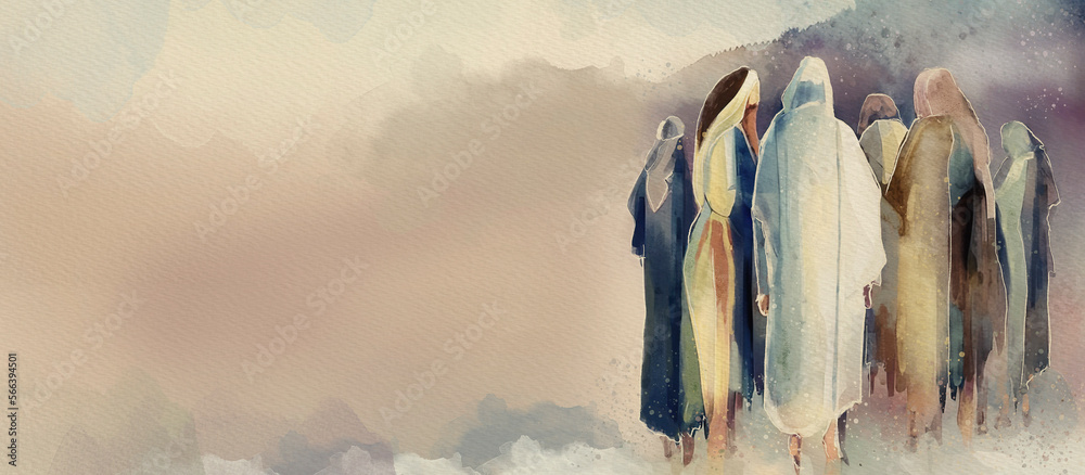 Jesus and the disciples. Watercolor illustration. ilustração do Stock ...