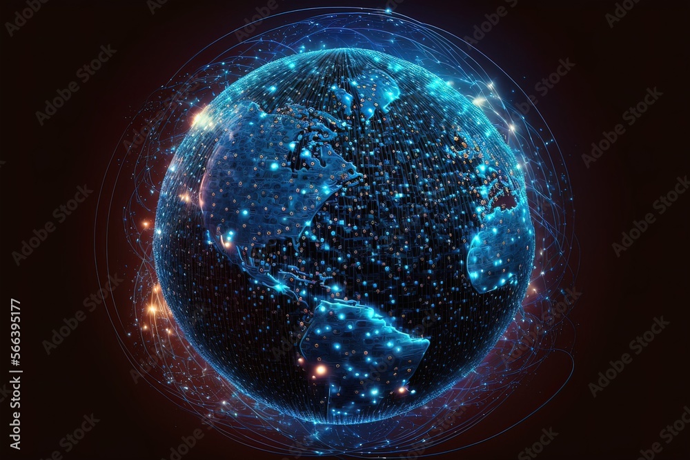 Abstract Tech Earth Globalization. Concept Transmit AI Networking on ...