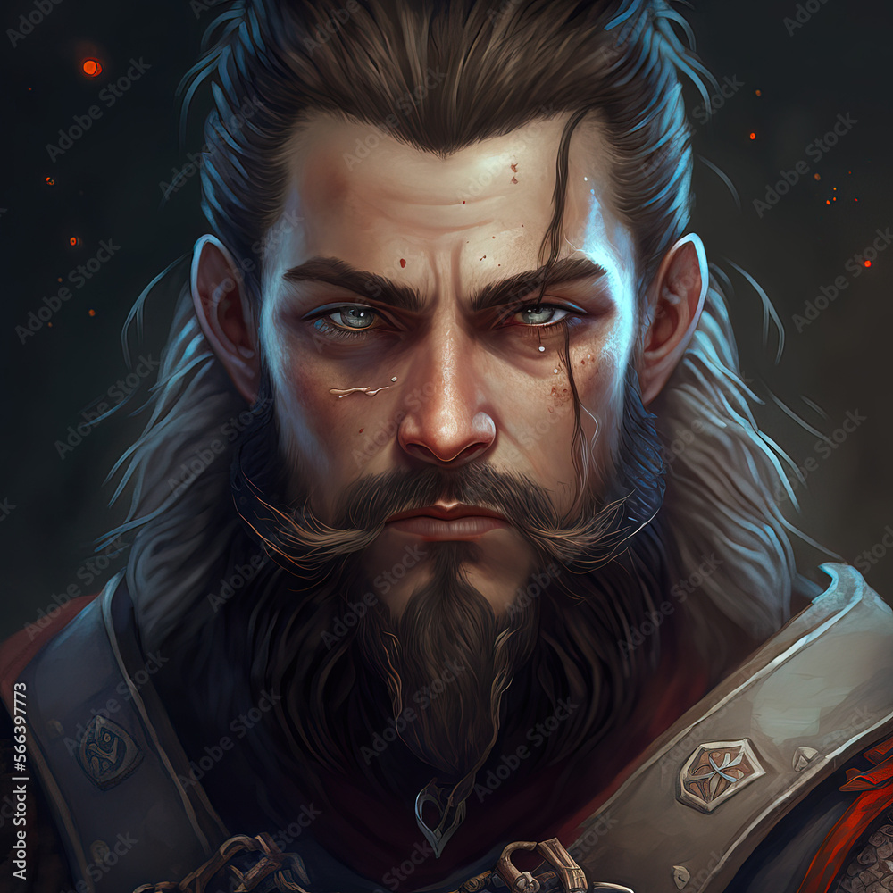 Stockillustratie Realistic Headless Warrior Portrait in Dark Battle ...