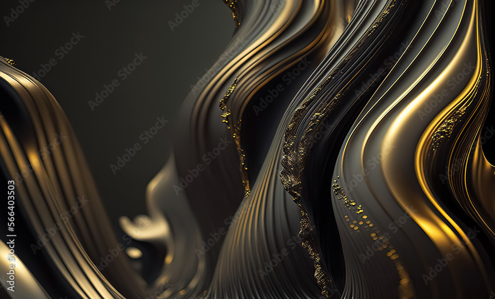Abstract luxury swirling black gold background. Gold waves abstract ...