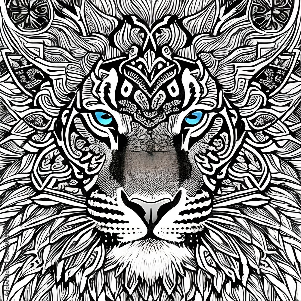 coloring page outlines only Black and White Created using generative AI ...