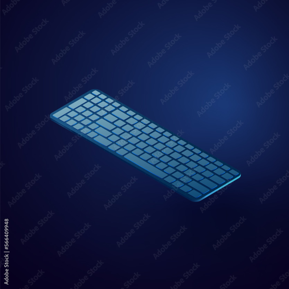 Isometric computer keyboard vector illustration. Blue background. Stock-Vektorgrafik | Adobe Stock