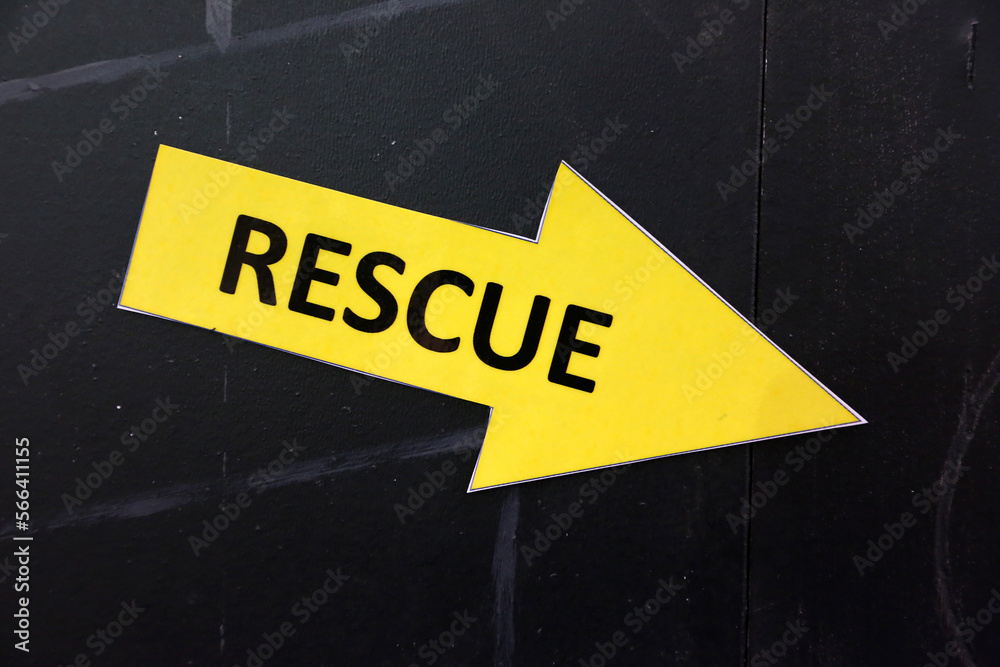 Rescue warning arrow. Danger sign. Caution sign Stock Photo | Adobe Stock