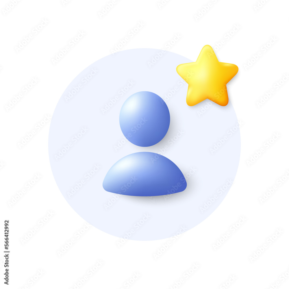 Vettoriale Stock Favorite profile placeholder 3d icon. Business ...