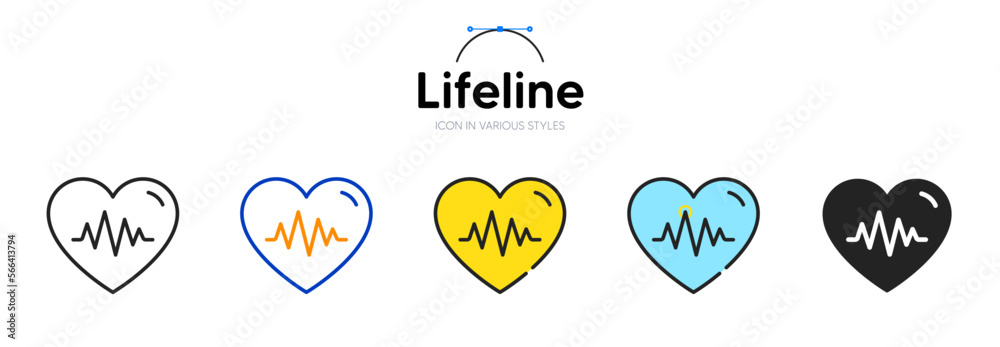 Lifeline line icon in different styles. Bicolor outline stroke style ...