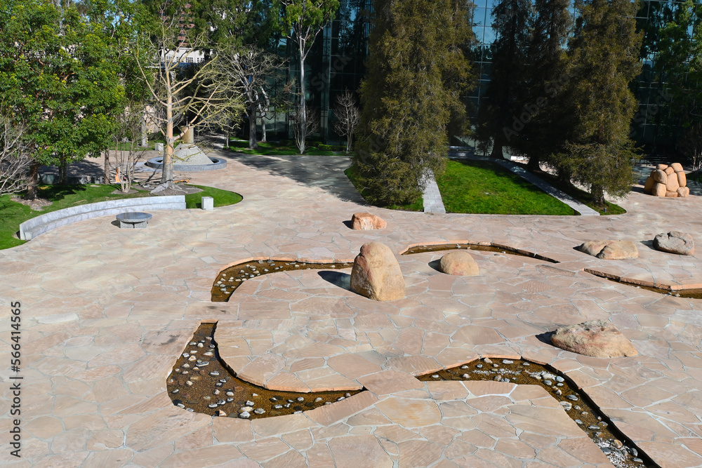 COSTA MESA, CALIFORNIA - 24 JAN 2023: High angle view of Noguchi Garden ...