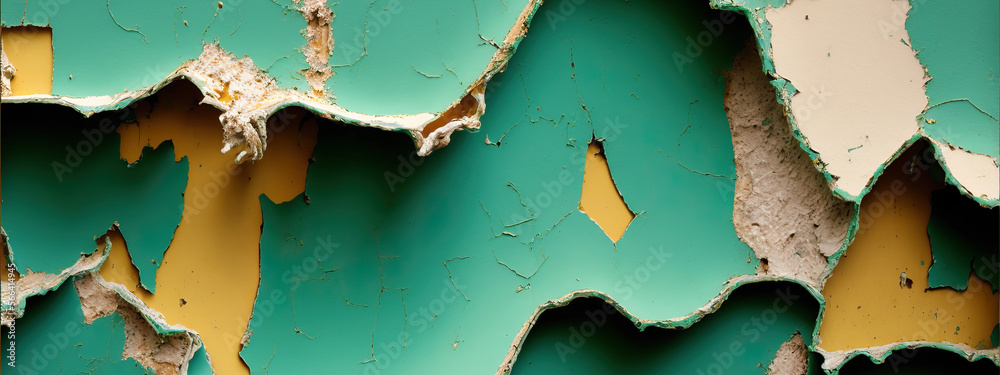 An illustration of a green paint decaying and peeling. A green textured ...