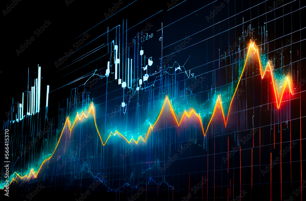 market graph Stock market chart with Japanese candlesticks indicating ...