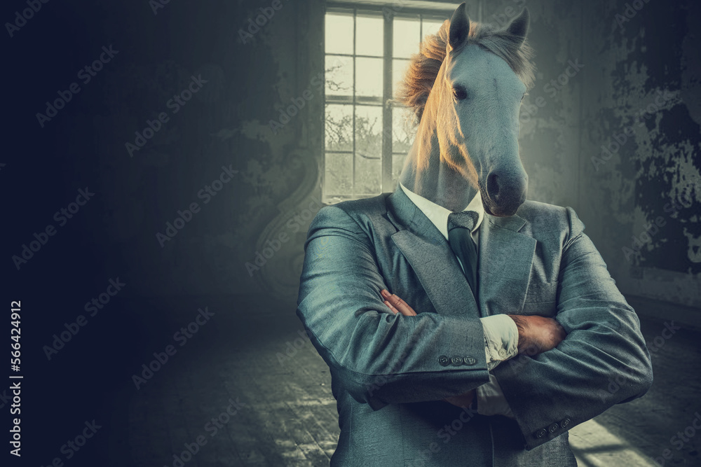 Caballo con cuerpo humano dentro de una habitación Stock Photo | Adobe ...