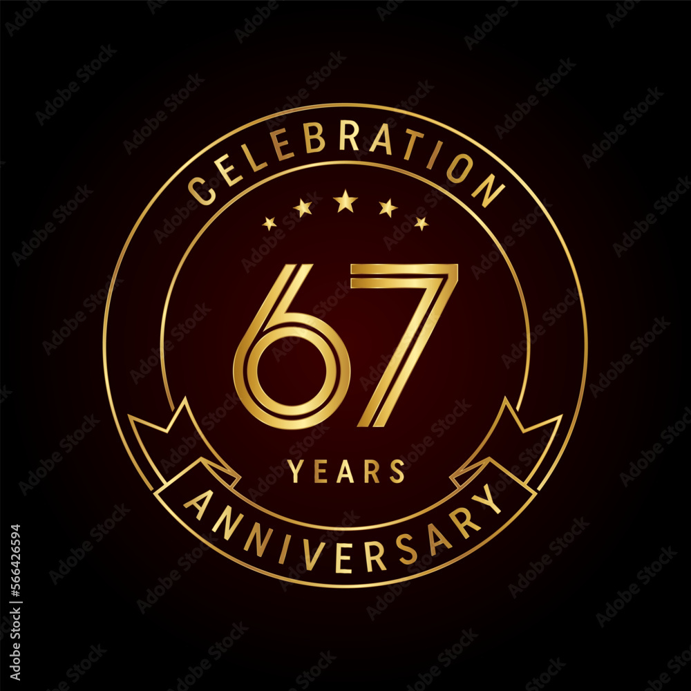 67th anniversary logo design with emblem style concept. line art design ...