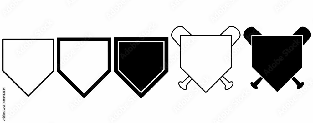 Poster outline silhouette home plate baseball icon set isolated on ...