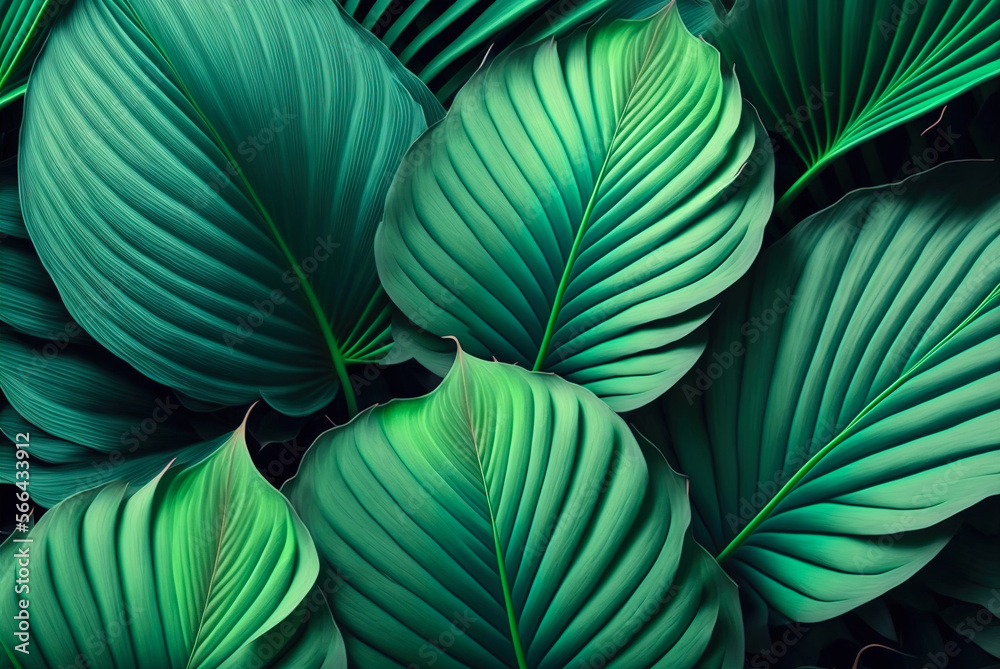 Green plant leaves background, floral tropical pattern for wallpaper ...