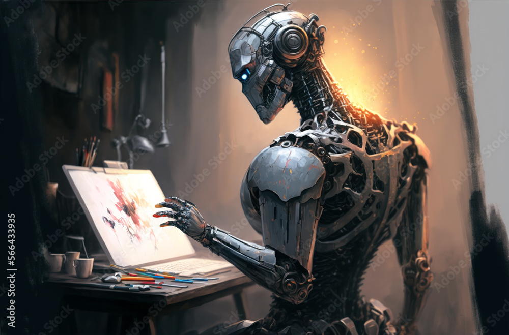 AI robot paints picture at home, humanoid robot creating as artist ... AI robot paints picture at home, humanoid robot creating as artist ...