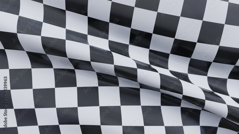Wavy racing checkered flag with diagonal folds. Realistic 3d render ...