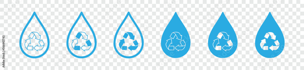 Water recycling icon set. Liquid or oil recycle icon. Water filtration ...