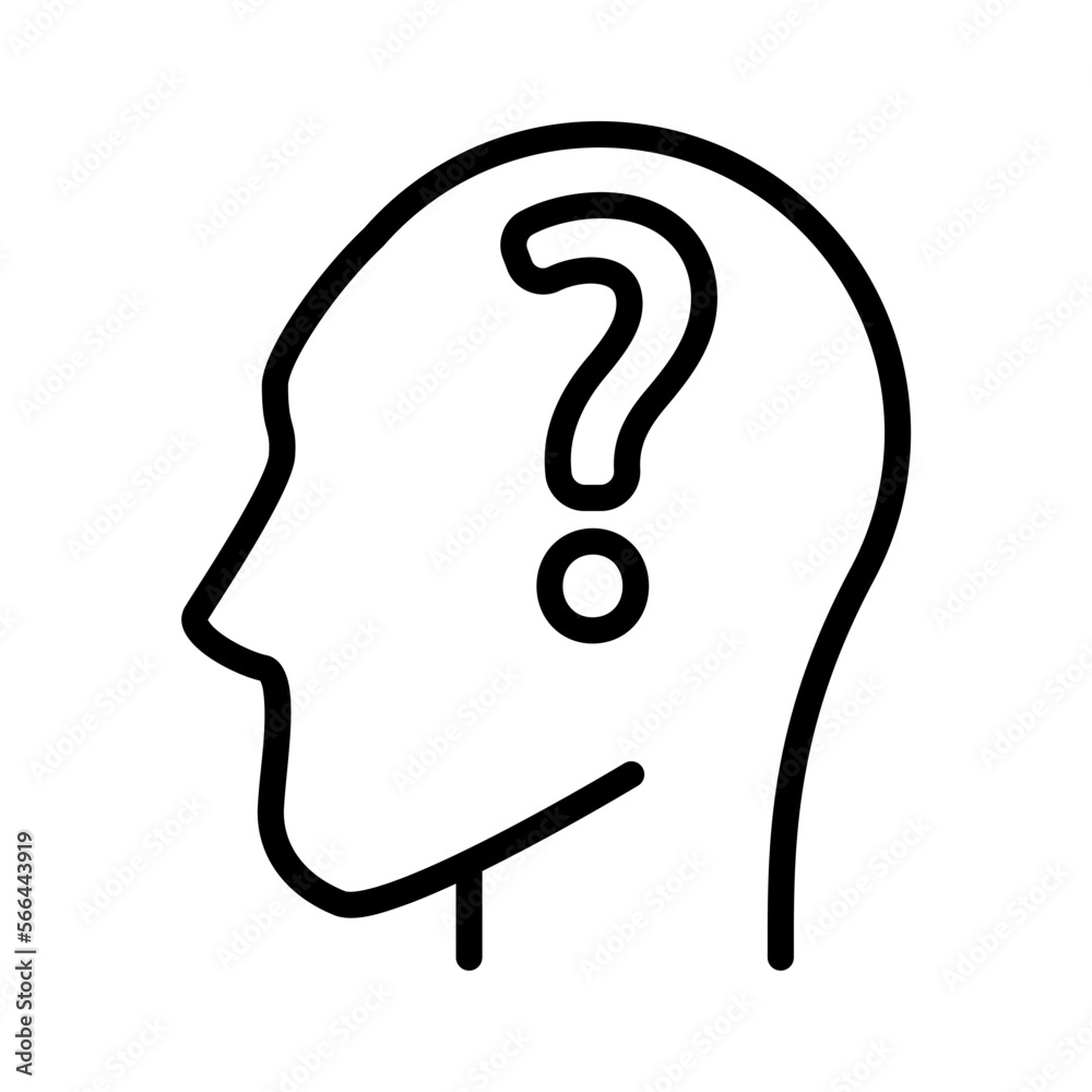 Icono de duda. Cabeza humana con signo de pregunta. Ilustración ...