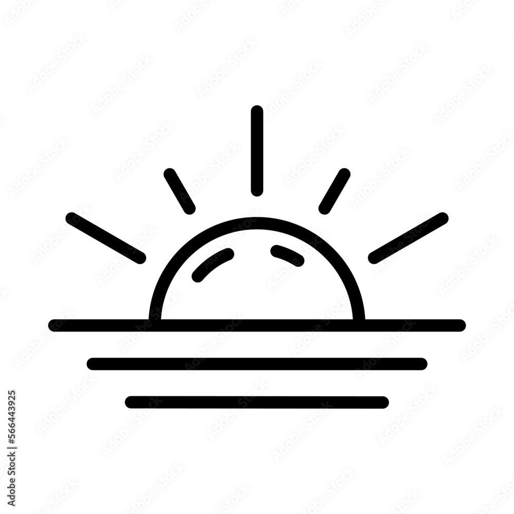 Icono de sol naciente. Puesta de sol. Amanecer o atardecer. Sol ...