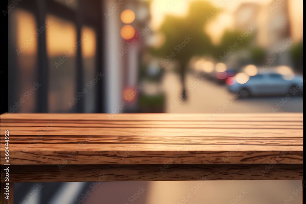 Ultra realistic illustration of a procduct wooden table with a ...
