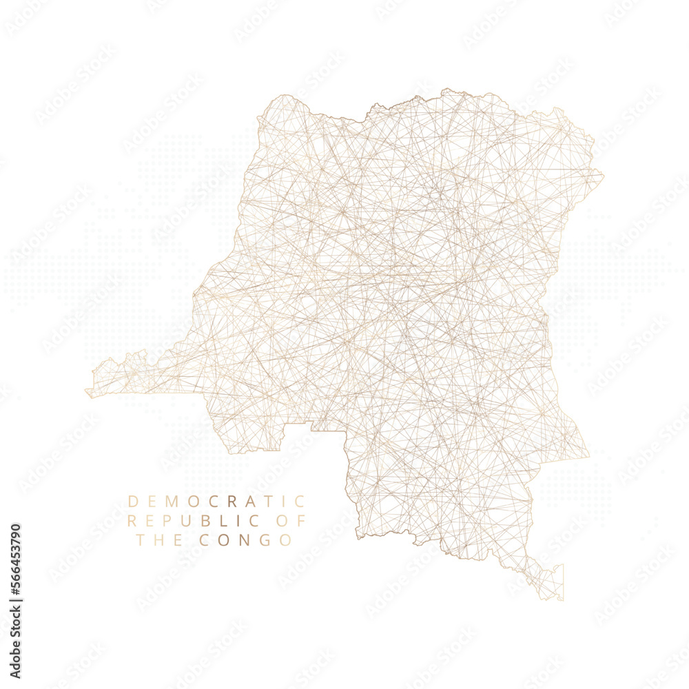 Low poly map of Democratic Republic of the Congo. Gold polygonal ...