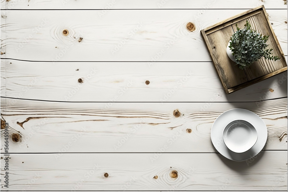 Wooden table background top view, white, aesthetic, for mockup ...