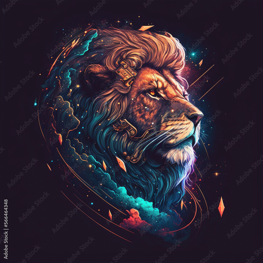 Vibrant Lion Logo Design. Generative AI Stock Illustration | Adobe Stock