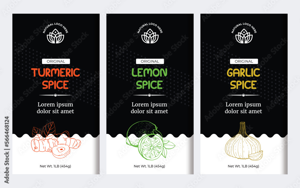 Spice Box Design Turmeric Label Lemon Label Garlic Spice Label Designs ...