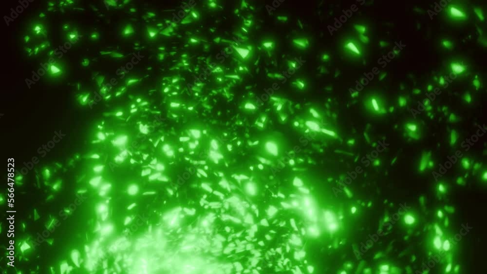 Green particles vortex render. 4K CG abstract motion background of ...