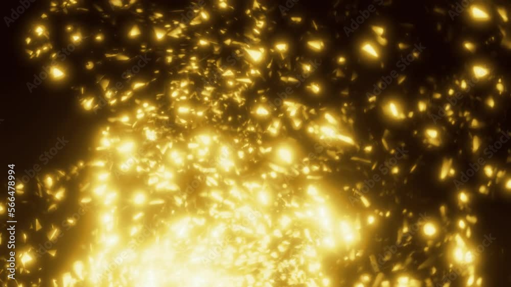 Gold particles vortex render. 4K CG abstract motion background of a ...