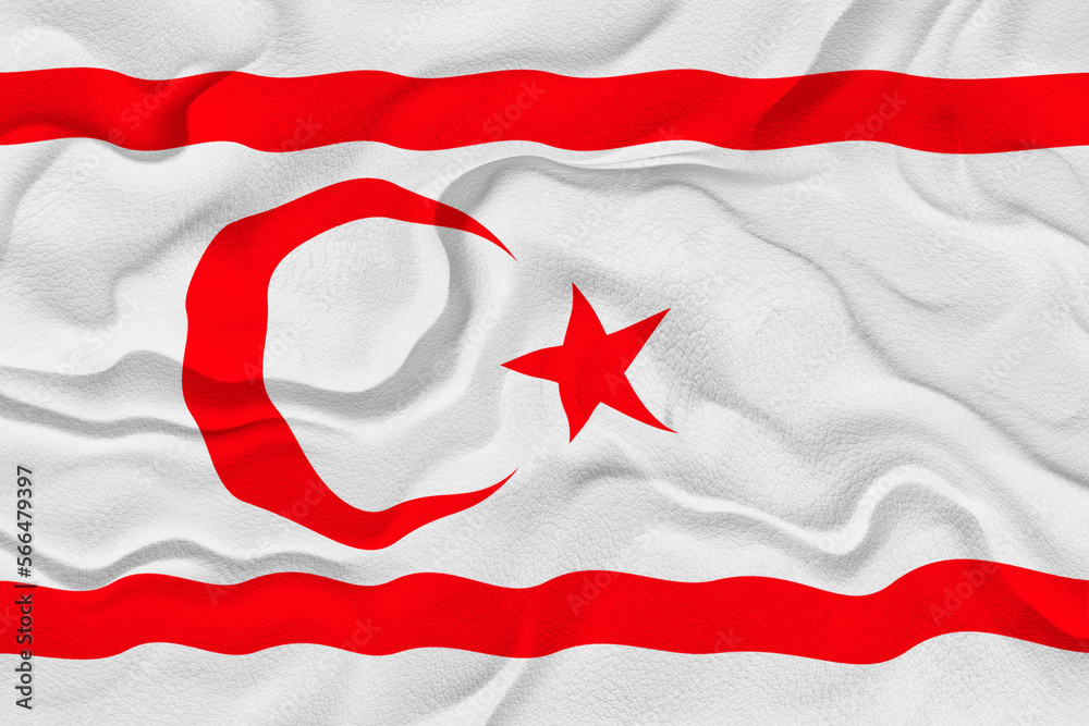 National flag of Turkish Republic of Northern Cyprus. Background with ...