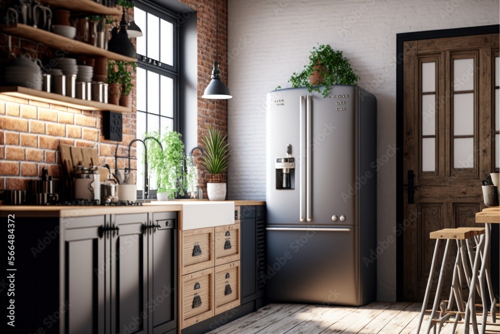Kitchen Interior Design Industrial Elegance Series: White brick walls ...