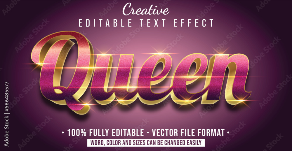 Text style effect with Queen theme style. Editable text style graphic ...