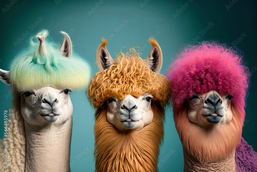 Drei bunte Alpakas Stock Illustration | Adobe Stock