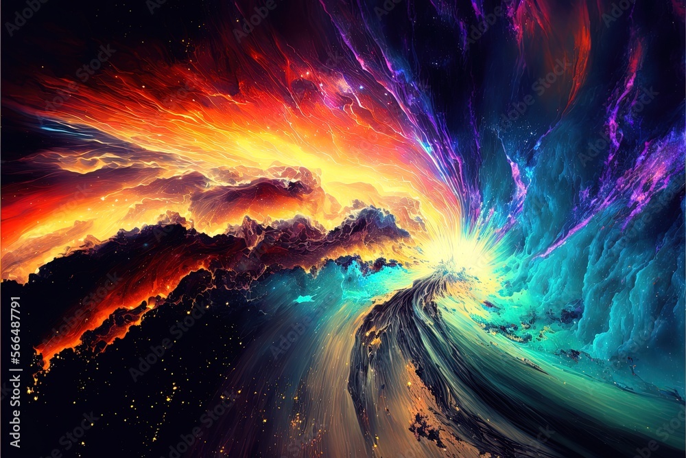 Space nebula panorama, equirectangular projection, environment map ...