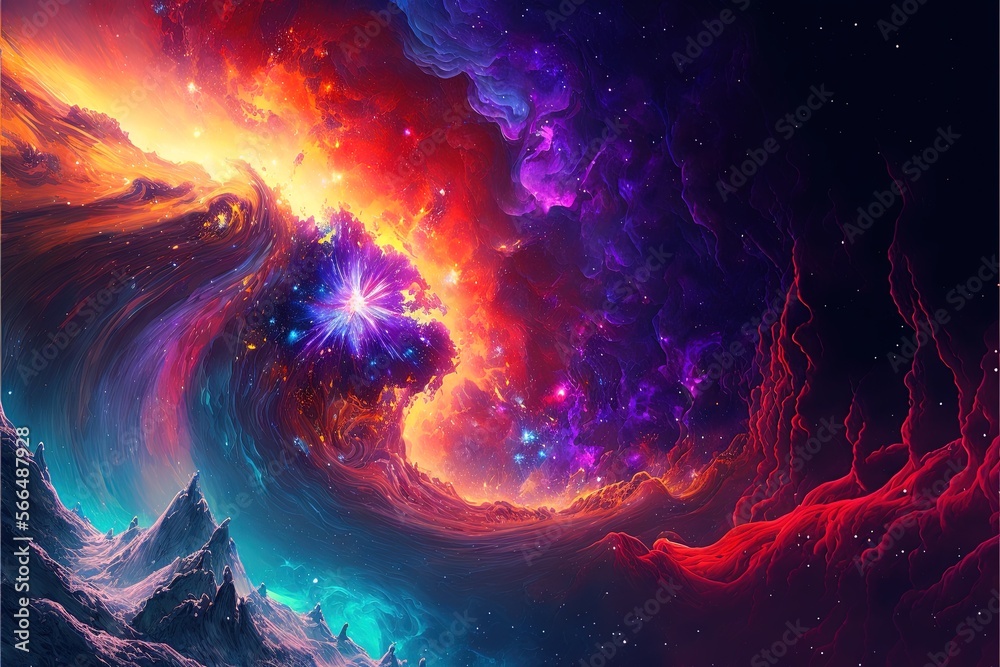 Space nebula panorama, equirectangular projection, environment map ...